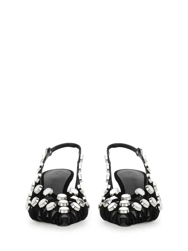 Attico Grid Slingback Shoes - Black