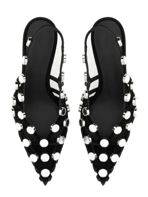 Attico Grid Slingback Shoes - Black
