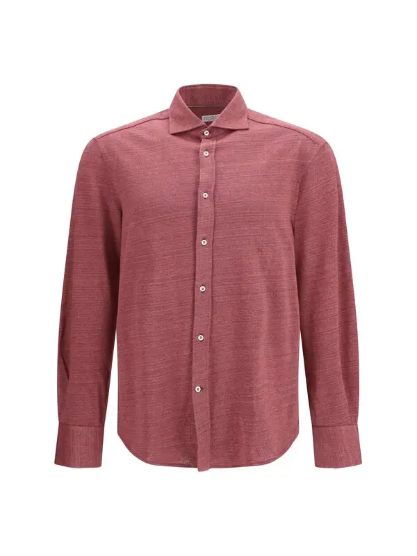 Brunello Cucinelli Linen And Cotton Knit Shirt - Pink