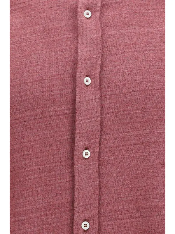 Brunello Cucinelli Linen And Cotton Knit Shirt - Pink