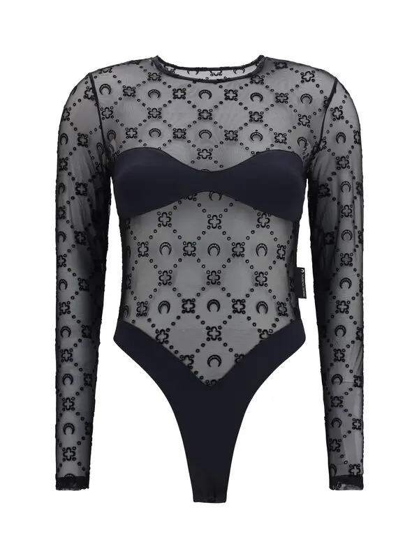MARINE SERRE Mesh Body With Moon Motif - Black