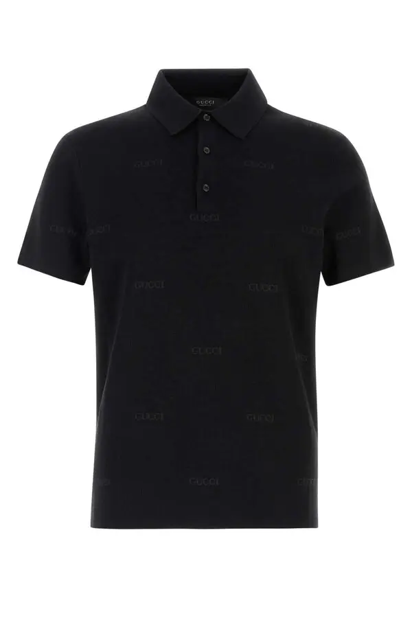 Gucci Embroidered Wool Blend Polo Shirt