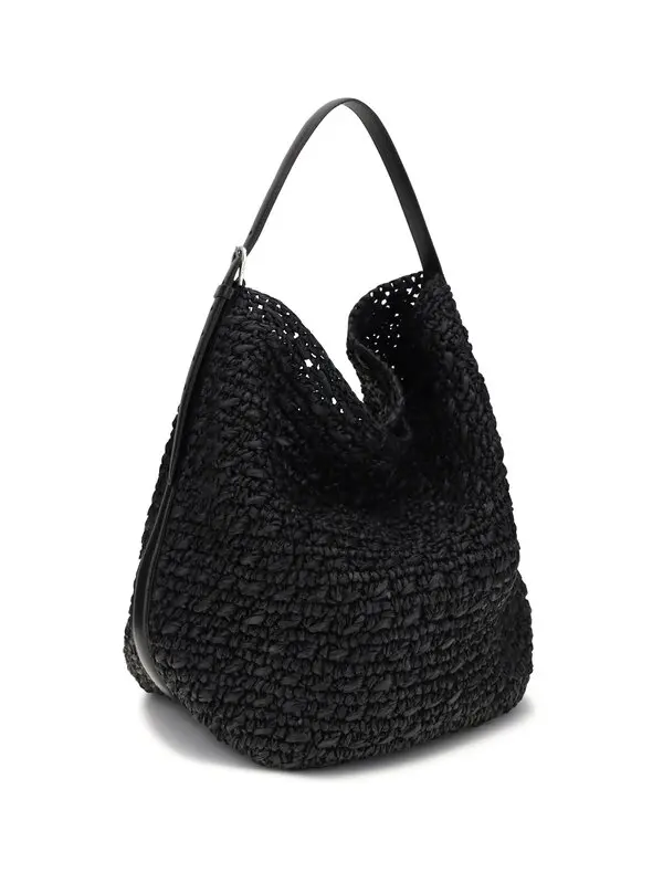 TOTEME Paper Raffia Tote Shoulder Bag - Black