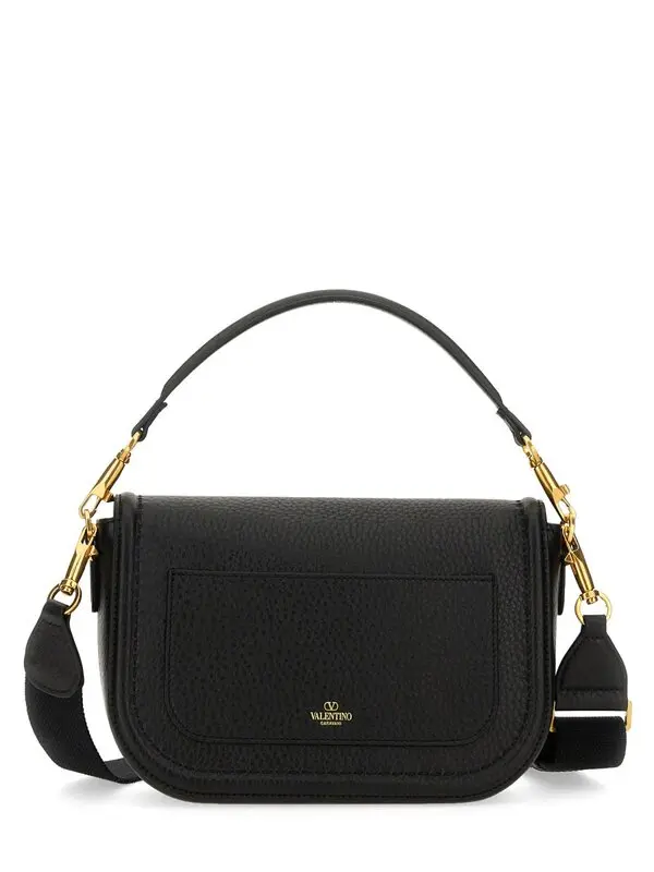 Valentino Garavani Alltime Leather Shoulder Bag - Black