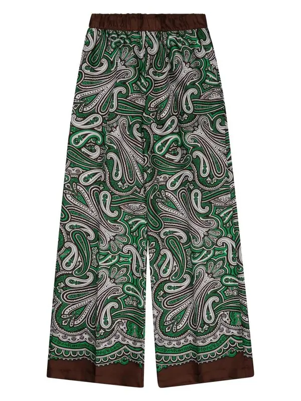 P.a.r.o.s.h Pantalone In Seta Con Stampa Paisley - Green