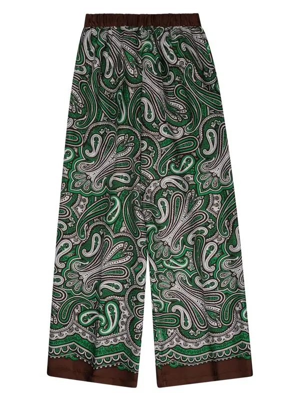 P.a.r.o.s.h Silk Paisley Print Trousers - Green