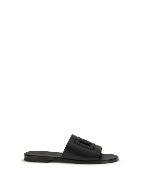 Dolce & Gabbana Embossed Logo Sandals - Black