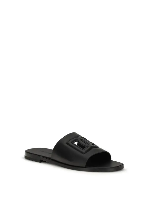 Dolce & Gabbana Logo Sandals - Black