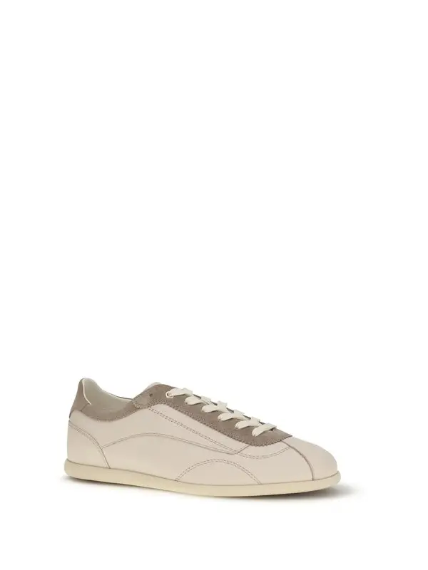Brunello Cucinelli Leather And Suede Sneakers With Slim Sole