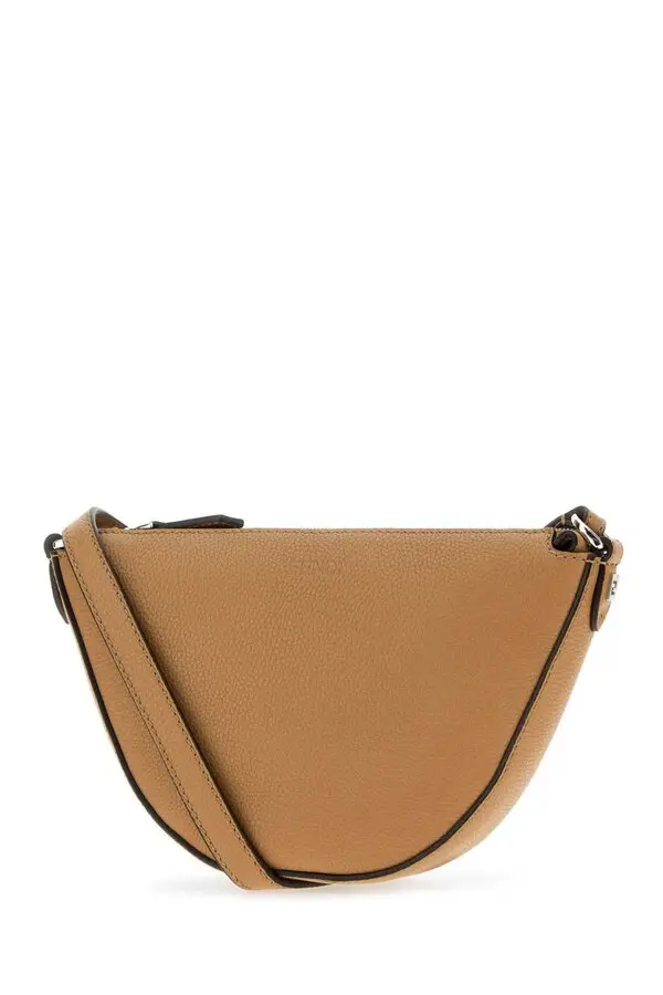 Fendi Camel Leather Mini Melon Crossbody Bag - Brown