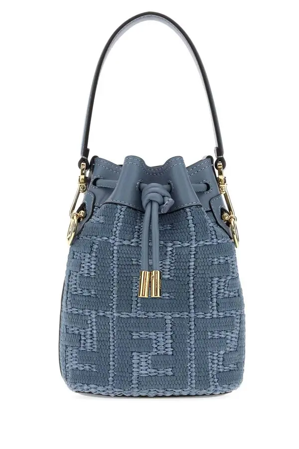 Fendi Cerulean Raffia Mon Tresor Bucket Bag - Blue