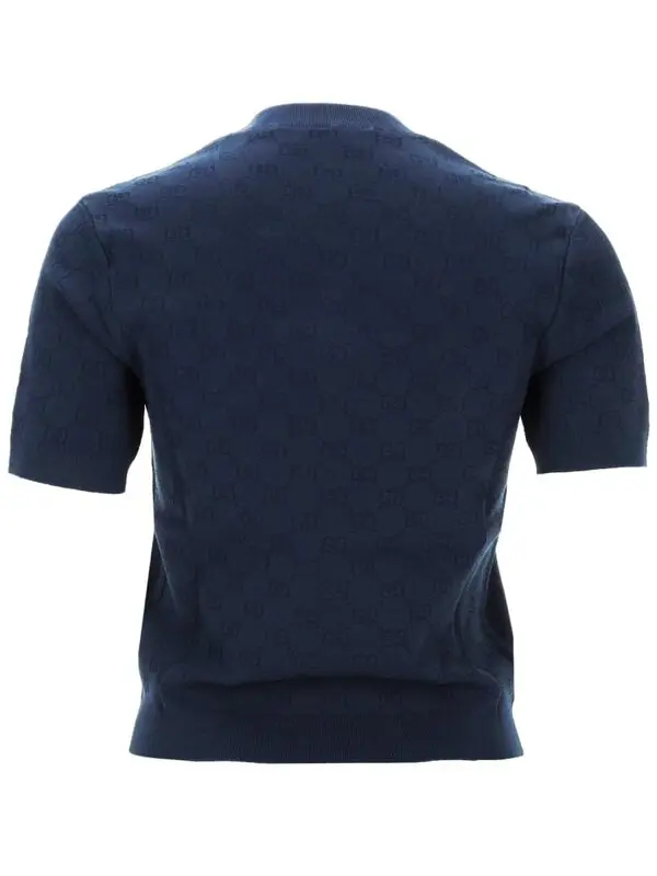 Gucci Viscose Jacquard Gg Top - Blue