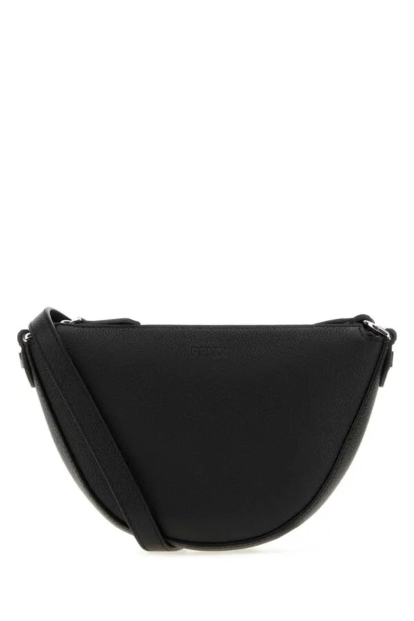 Fendi Leather Mini Melon Cross Body Bag - Black