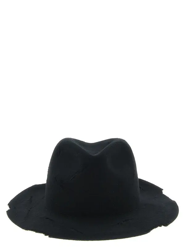 Yohji Yamamoto Wool Felt Cut-out Hat - Black
