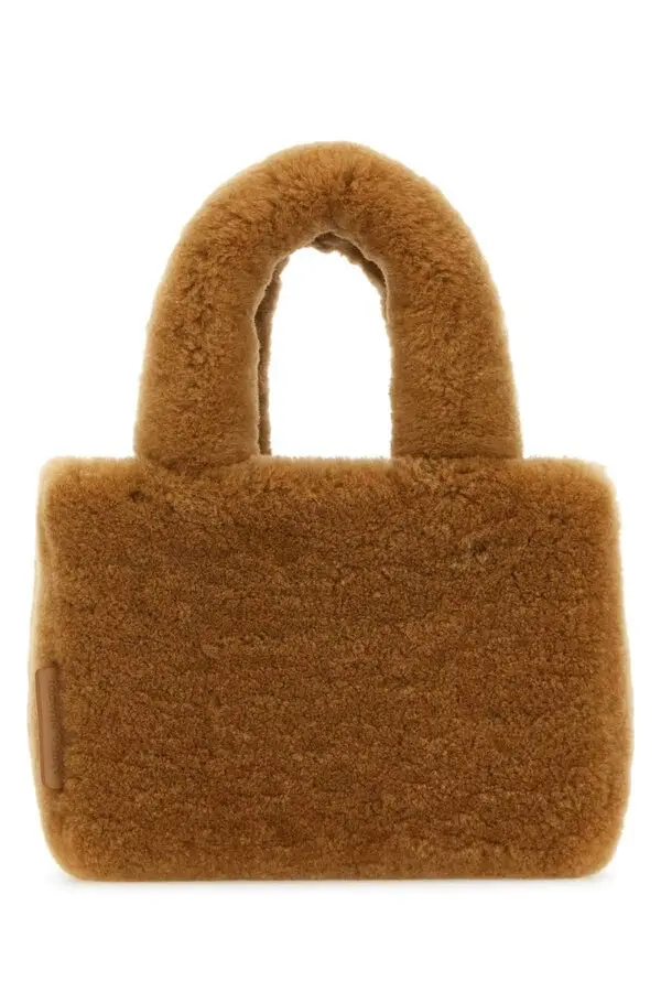 Amina Muaddi Camel Shearling Amini Giuly Handbag - Brown