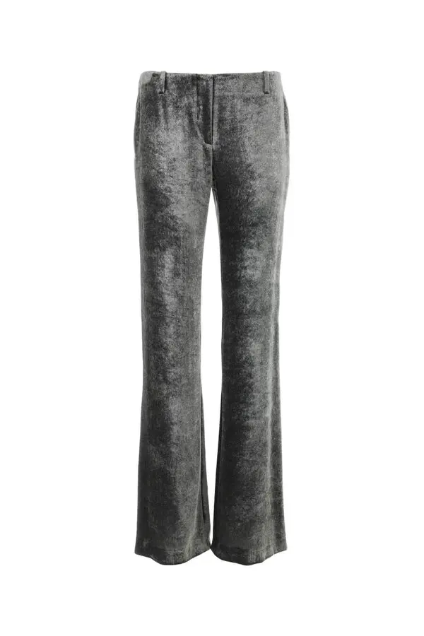 Alberta Ferretti Velvet Wide-leg Pant - Silver