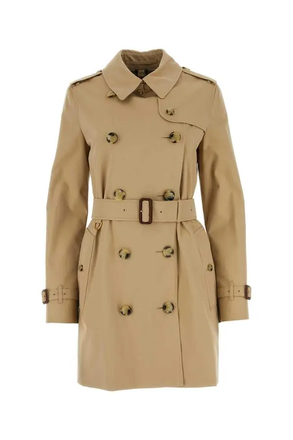 Burberry Beige Gabardine Trench Coat - Brown