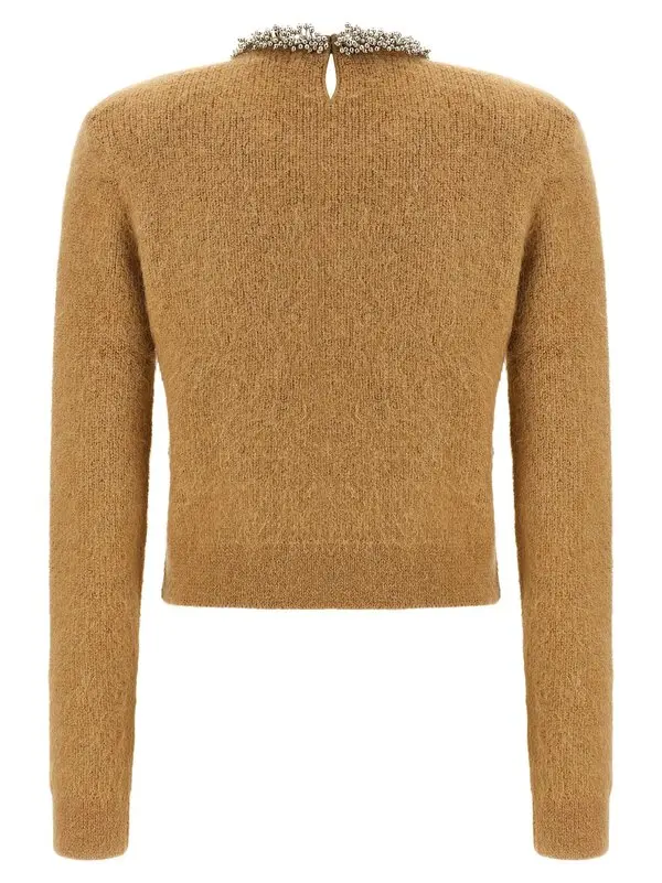 SELF-PORTRAIT Jewel Embroidered Sweater - Brown
