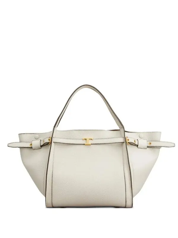 TOD'S T Signature Small Shopping Bag In Leather - White