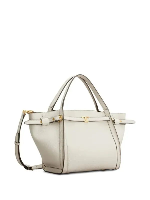TOD'S T Signature Small Leather Shopping Bag - White
