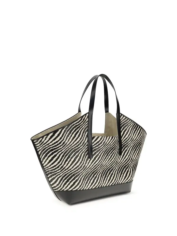 Marni Raffia Effect Fabric Tote Bag - Black