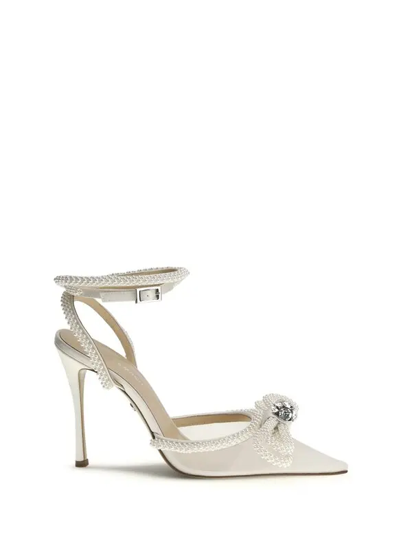 Mach & Mach Double Bow Satin Pumps - White