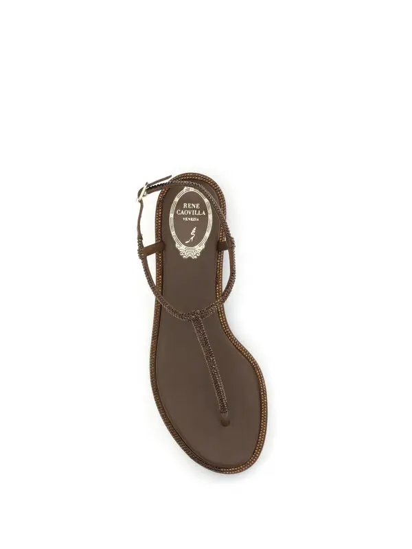 Rene Caovilla Diana Sandals With Crystals - Brown