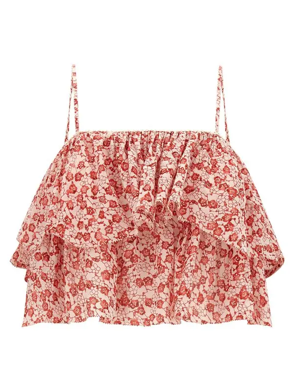 Isabel Marant Étoile Erisa Floral Crop Top - Red
