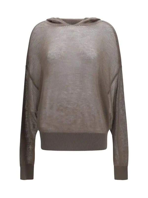 Rick Owens Semi-sheer Knit Hoodie - Gray