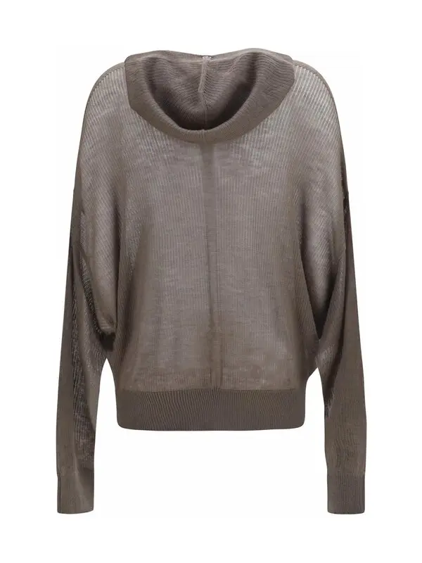 Rick Owens Semi-sheer Knit Hoodie - Gray