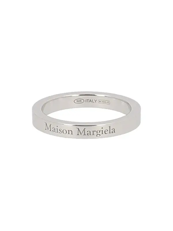 MAISON MARGIELA Anello Con Logo - Silver