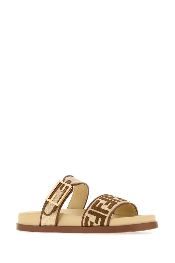 Fendi Two-tone Raffia Feel Slippers