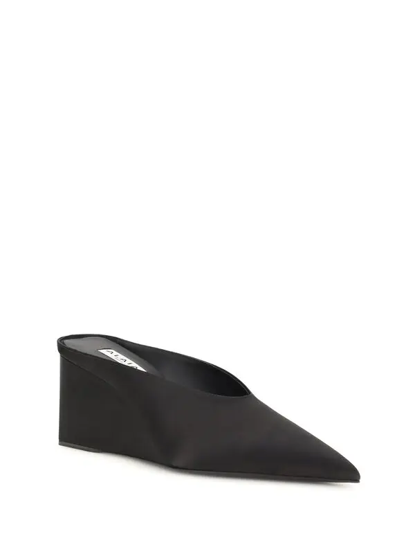 Alaïa Satin Wedge Mules