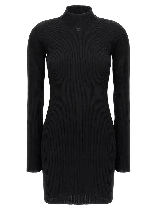 COURREGES Solar Light Rib Dress - Black