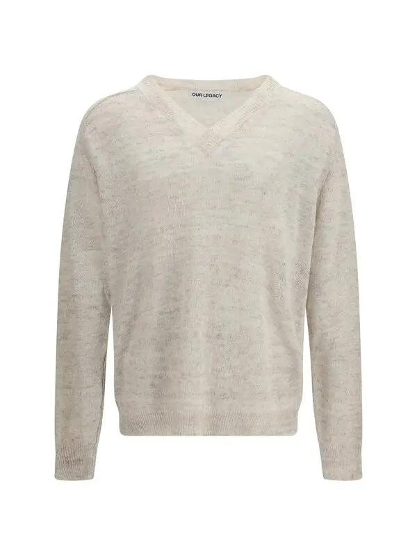 Our Legacy Rue V-neck Soft Cyclone Linen Sweater
