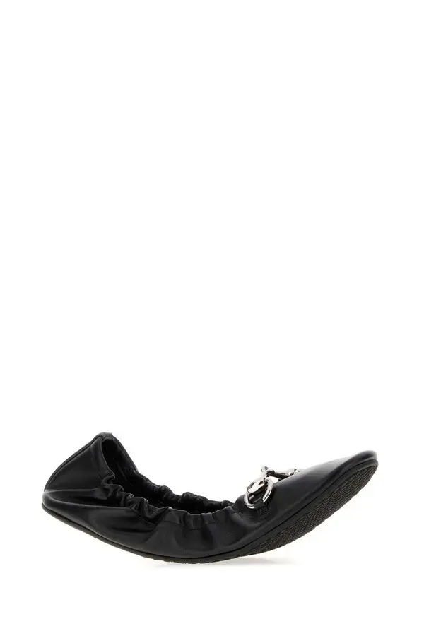 Gucci Leather Prima Ballerinas - Black