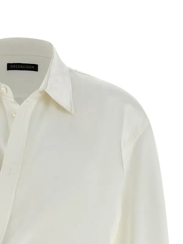 Balenciaga Asymmetrical Silk Satin Wrap Shirt - White