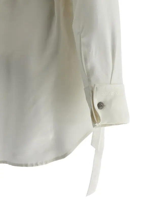 Balenciaga Asymmetrical Silk Satin Wrap Shirt - White