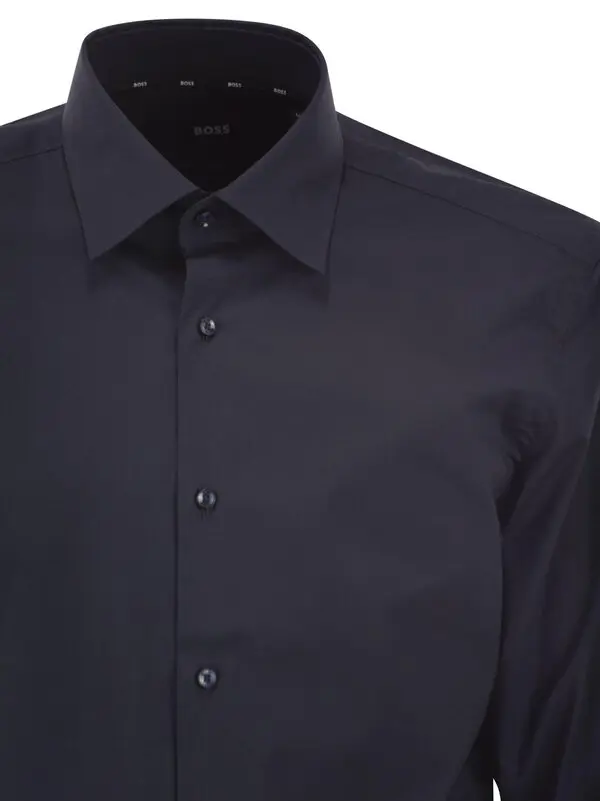 BOSS Slim Fit Shirt In Easy-iron Stretch Cotton Poplin - Blue