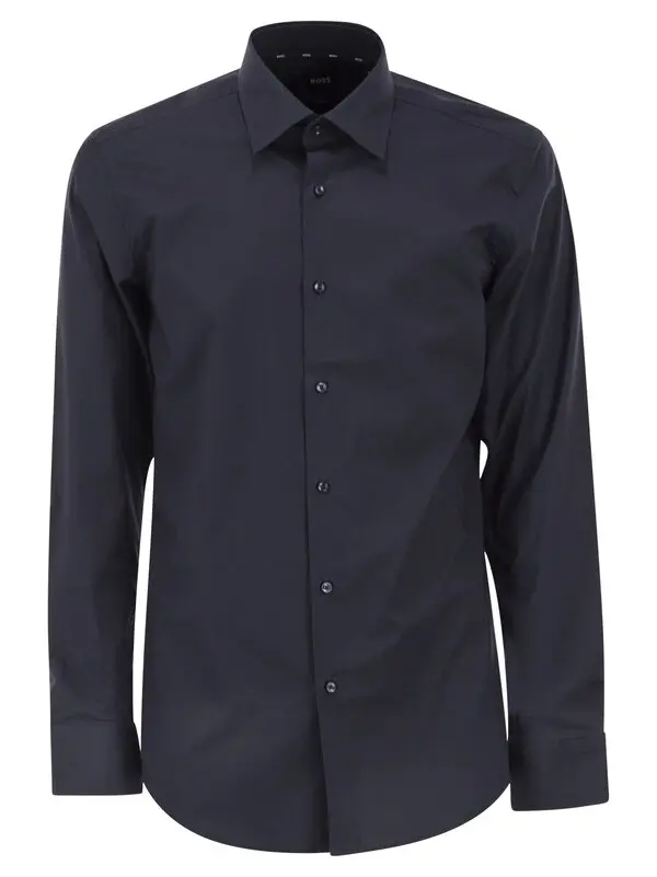 BOSS Slim Fit Shirt In Easy-iron Stretch Cotton Poplin - Blue