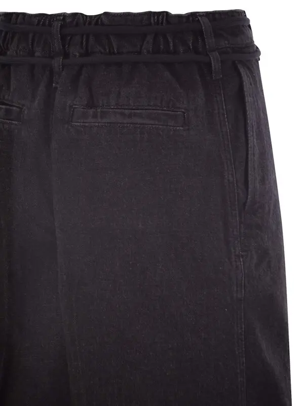 Sportmax Capsula Denim Trousers With Belt - Black