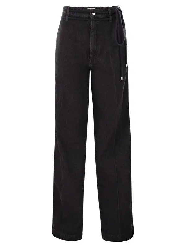 Sportmax Capsula Denim Trousers With Belt - Black