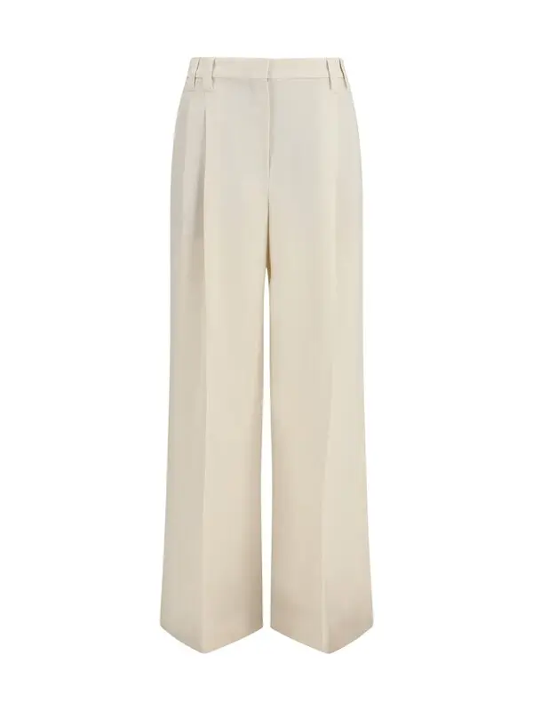 Brunello Cucinelli Wide Pants In Fluid Twill - Cream