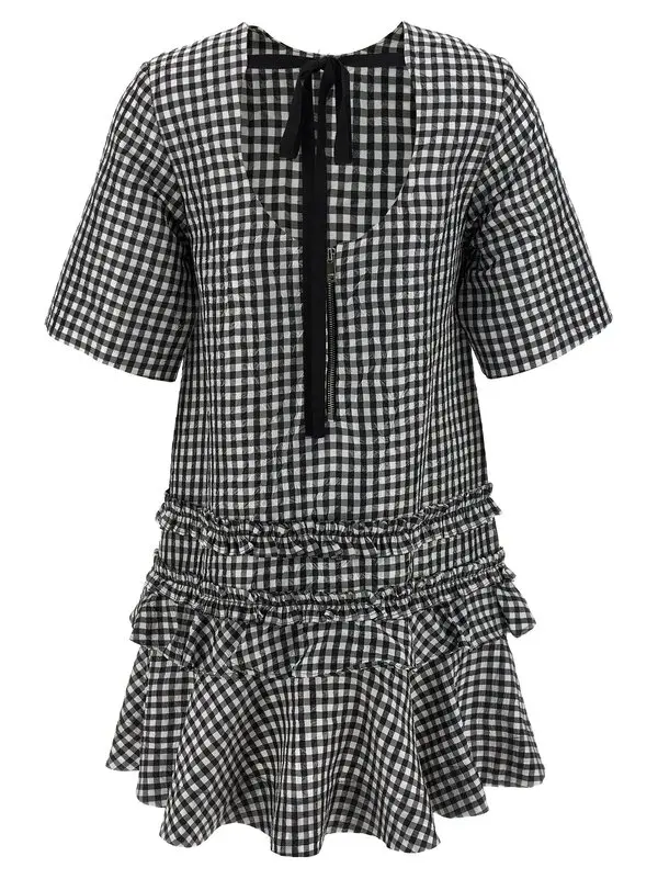GANNI Crinkled Check Mini' Dress
