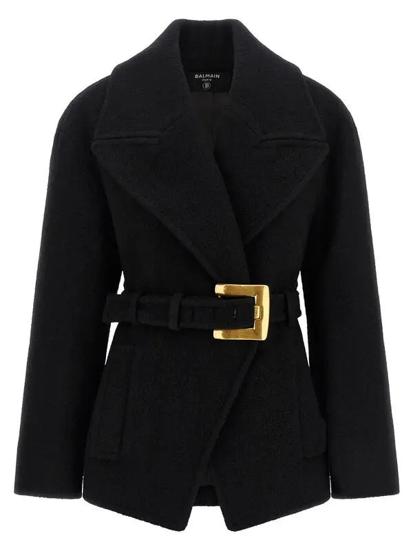 Balmain Anthem' Belted Caban