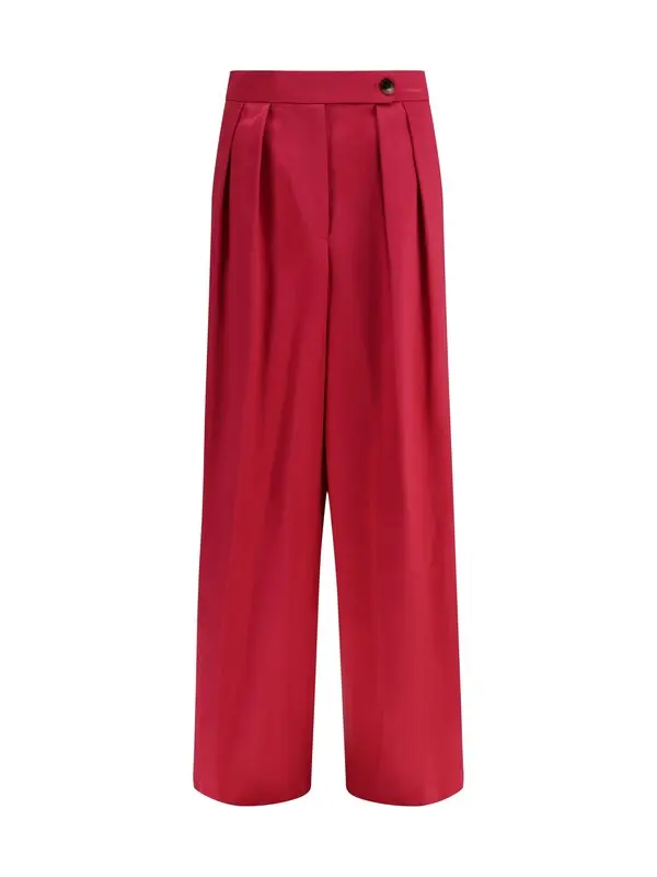 Dries Van Noten Wide Pleated Pants In Washed Cotton And Acetate - Pink