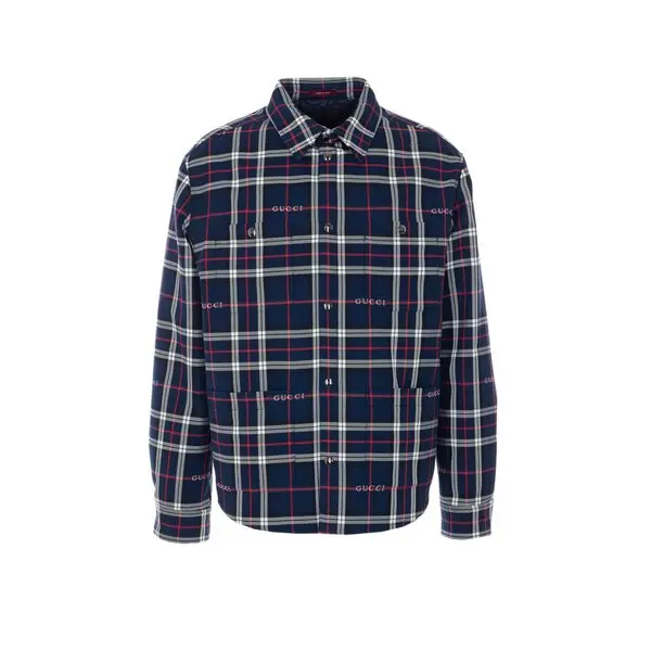 Gucci Logo Tartan Padded Jacket