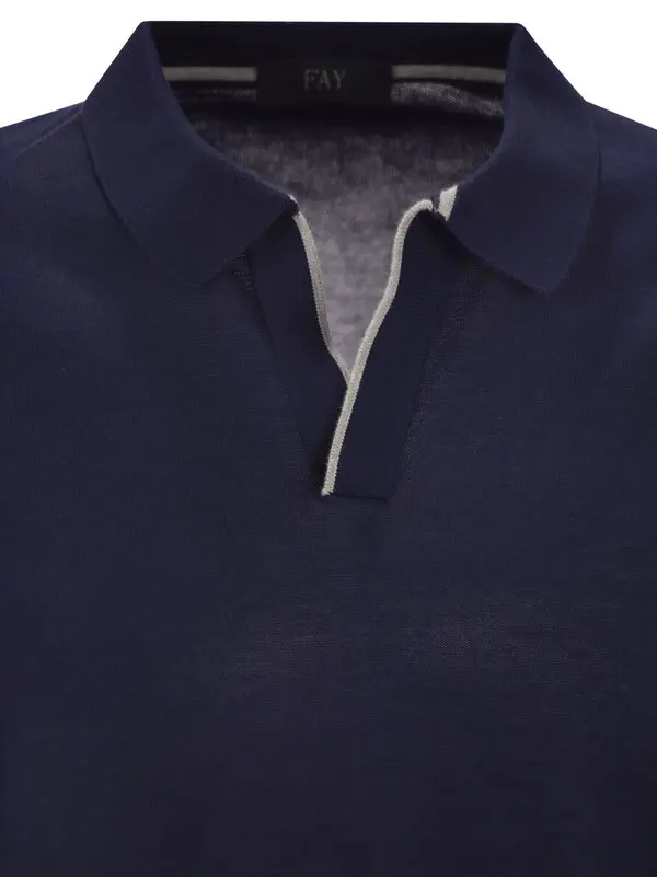 FAY Cotton Buttonless Polo Shirt