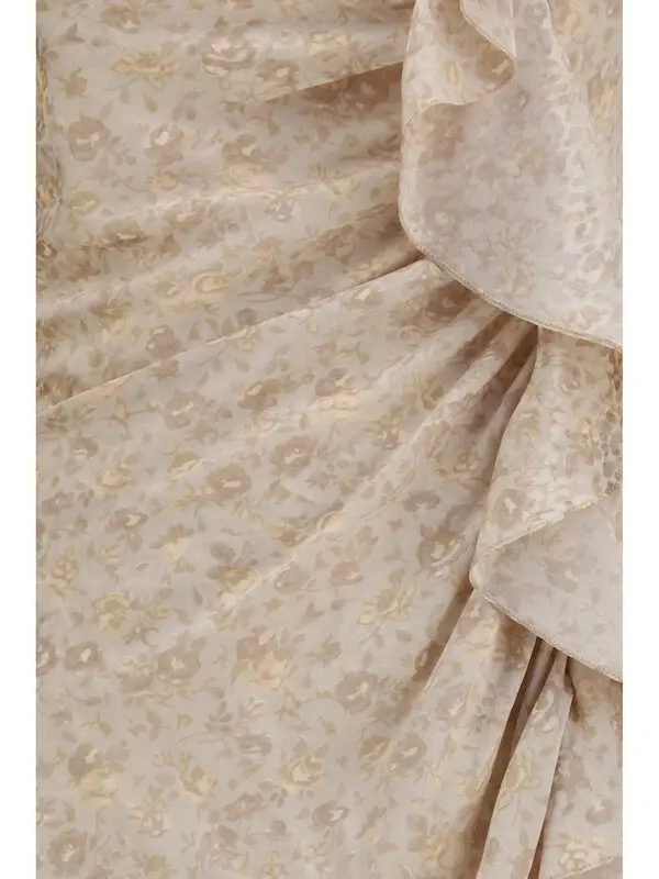 Alessandra Rich Jacquard Draped Dress With Flounces - Multicolor
