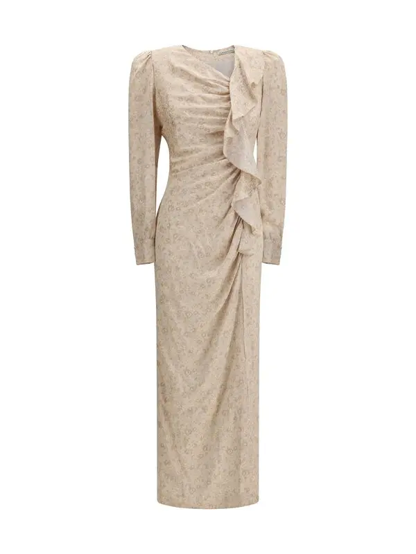 Alessandra Rich Jacquard Draped Dress With Flounces - Multicolor